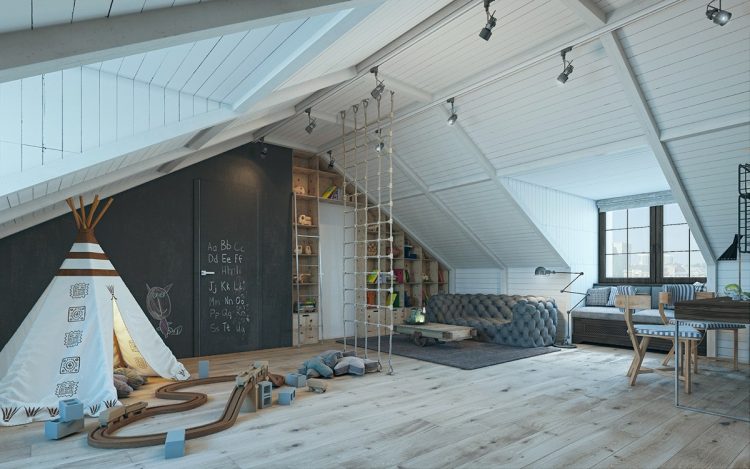 Creative Attic Industrial Loft Room For A Little Boy - DigsDigs