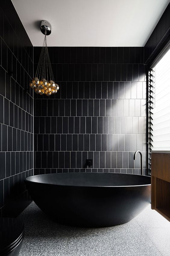 69 Almost Pure Black Bathroom Design Ideas - DigsDigs