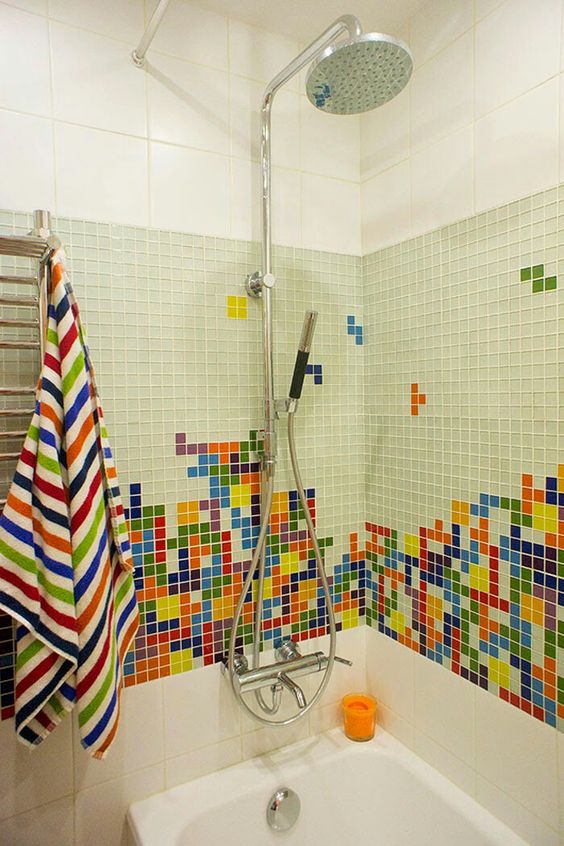 47 Multicolor Tile Bathroom Decor Ideas - DigsDigs