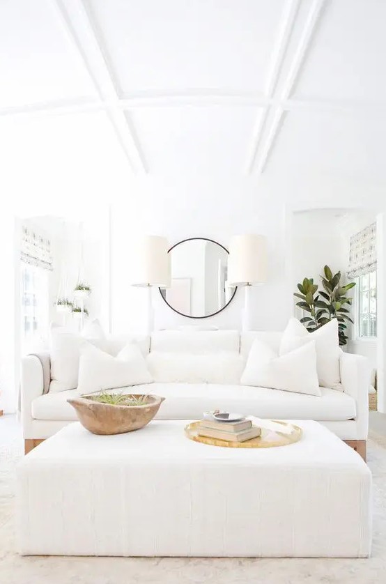 68 Beautiful All-White Living Room Designs - DigsDigs