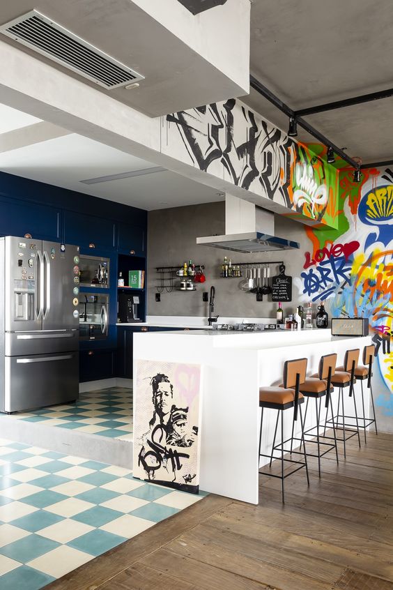 41 Daring Graffiti Statement Interior Wall Ideas - DigsDigs