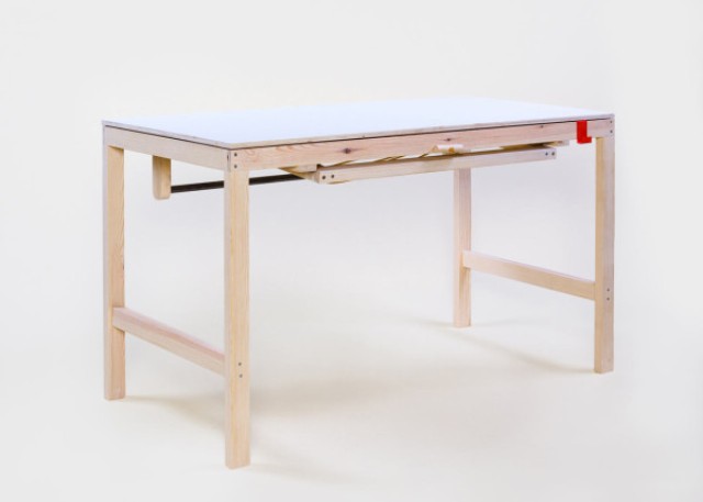 Heigh-Adjustable Wooden Working Table - DigsDigs