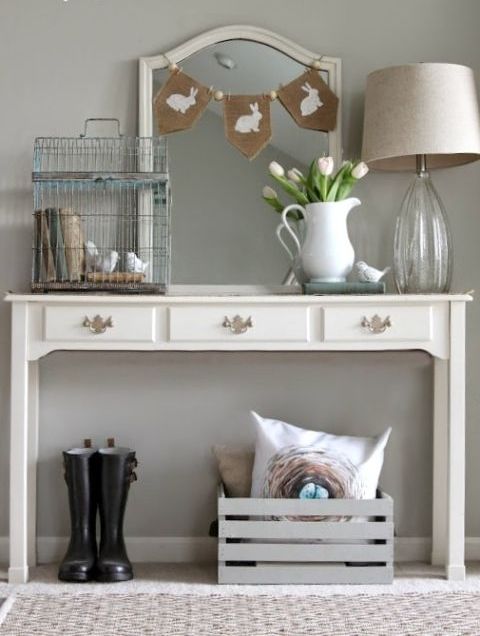 25 Cute Ways To Style Your Console For Easter - DigsDigs