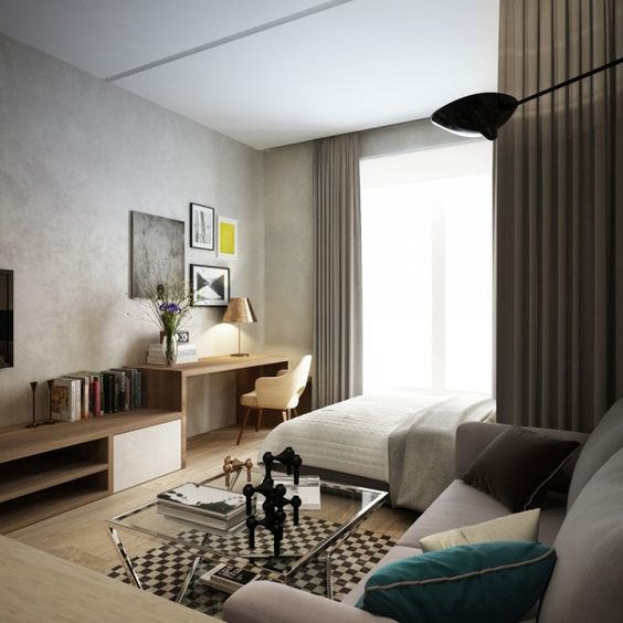 Elegant Studio Apartment Design Ideas With Brown Color Nuance And ...