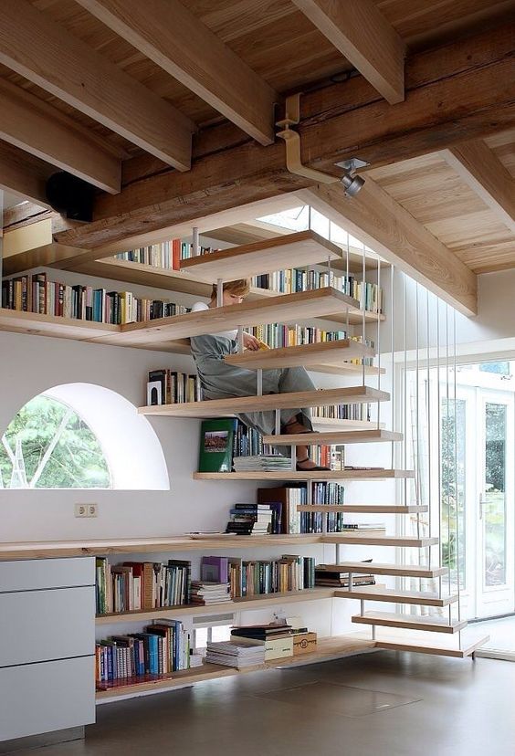 25 Libraries And Reading Nooks Under Stairs - DigsDigs