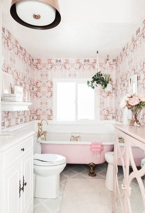 84 Lovely And Cute Pink Bathroom Decor Ideas - DigsDigs
