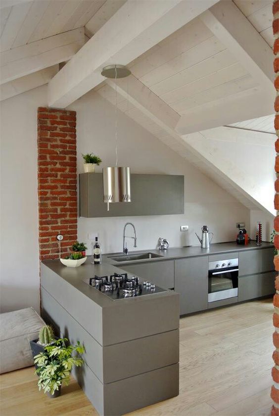 25 Smart Ways To Decorate An Attic Kitchen - DigsDigs