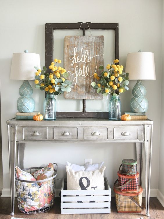 25 Ideas To Style Your Console Table For Fall - DigsDigs