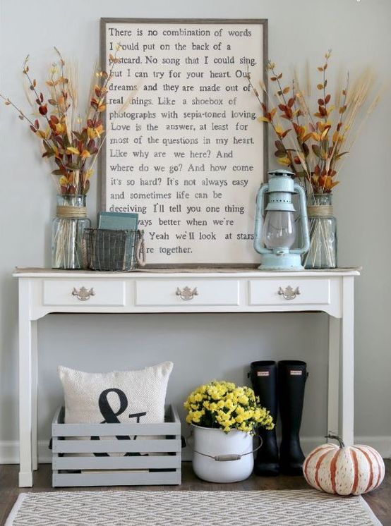 25 Ideas To Style Your Console Table For Fall - DigsDigs