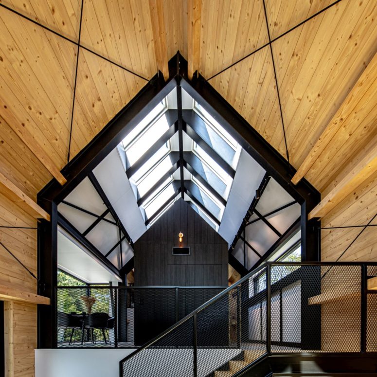 Contemporary A-Frame Cabin With Dramatic Decor - DigsDigs