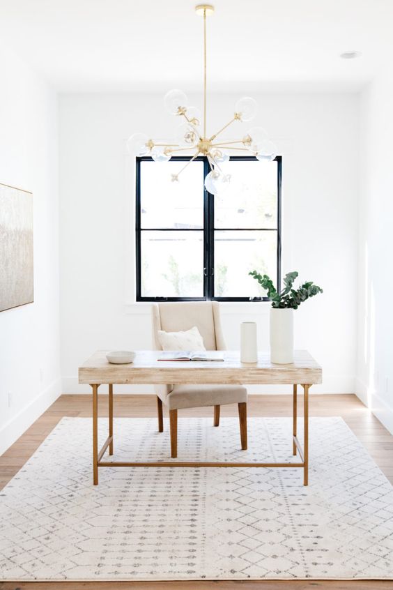 30 Timeless Neutral Home Office Décor Ideas - DigsDigs