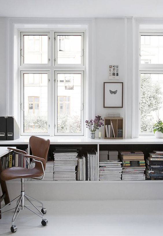 30 Timeless Neutral Home Office Décor Ideas - DigsDigs