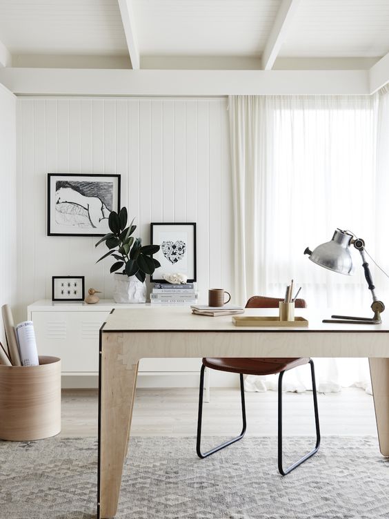 30 Timeless Neutral Home Office Décor Ideas - DigsDigs