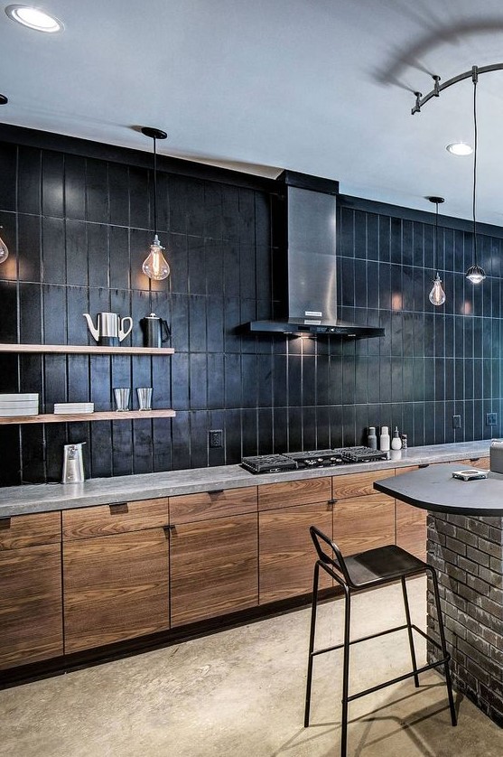 92 Edgy And Catchy Black Kitchen Backsplashes - DigsDigs