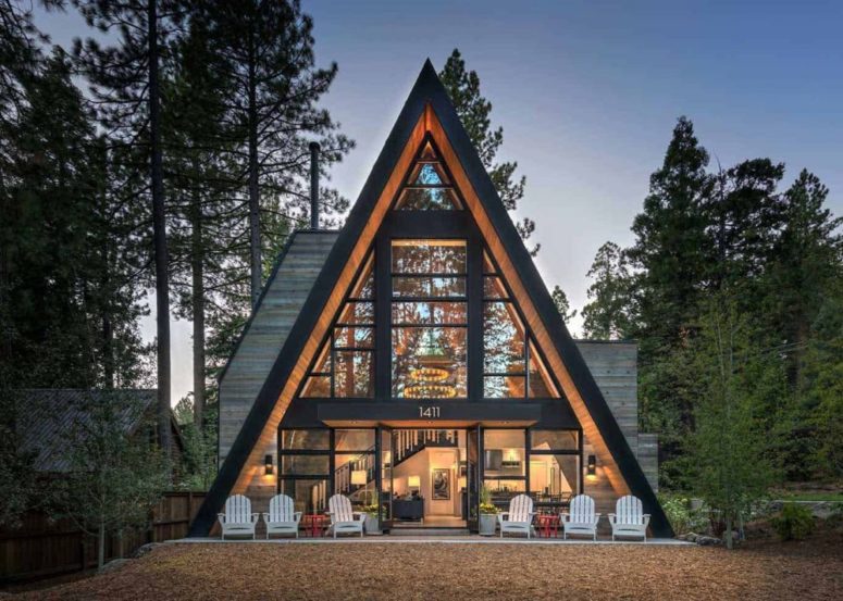 Contemporary A-Frame Cabin With A Soaring Ceiling - DigsDigs