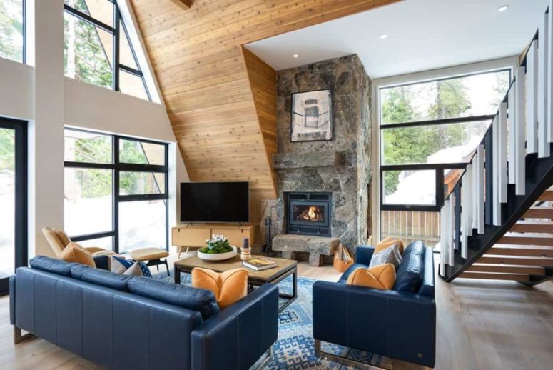 Contemporary A-Frame Cabin With A Soaring Ceiling - DigsDigs