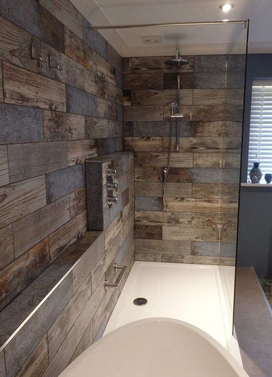 75 Trendy Wood Look Tile Ideas For Bathrooms - DigsDigs