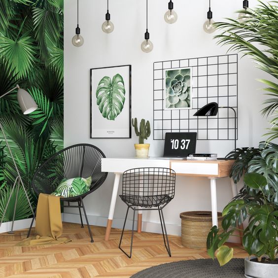 23 Bright Tropical Home Office Decor Ideas - DigsDigs