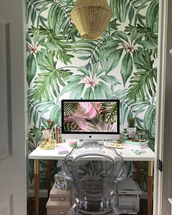 23 Bright Tropical Home Office Decor Ideas - DigsDigs