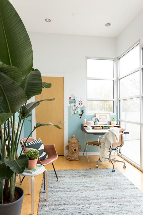 23 Bright Tropical Home Office Decor Ideas - DigsDigs