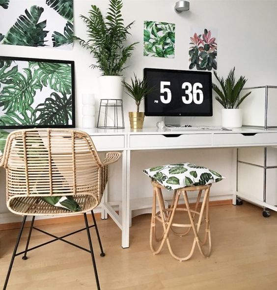 23 Bright Tropical Home Office Decor Ideas - DigsDigs