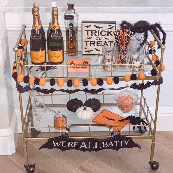 25 Halloween Bar Cart Styling And Decor Ideas - DigsDigs