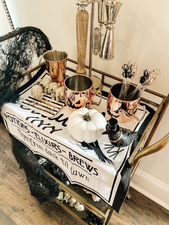 25 Halloween Bar Cart Styling And Decor Ideas - DigsDigs