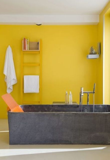 25 Lively And Bold Grey And Yellow Bathrooms - DigsDigs