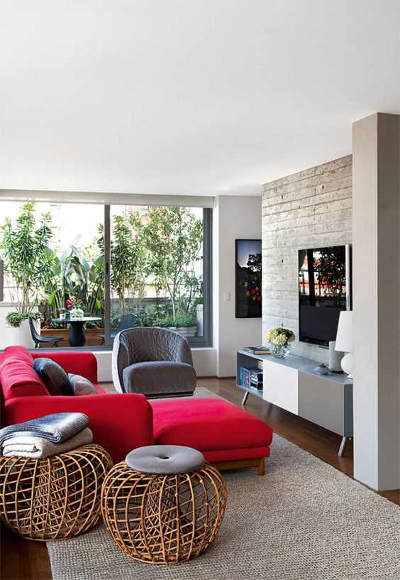 Modern Living Room Red