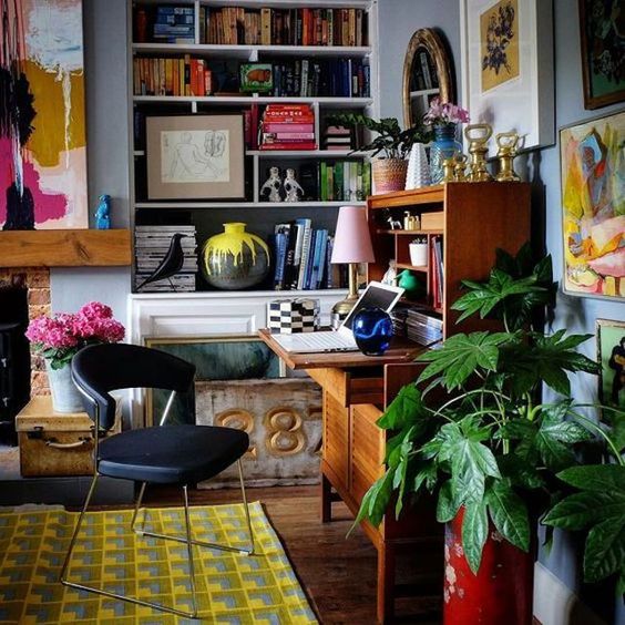 29 Outstanding Maximalist Home Offices That Inspire - DigsDigs