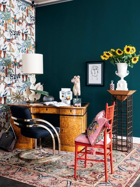 29 Outstanding Maximalist Home Offices That Inspire - DigsDigs