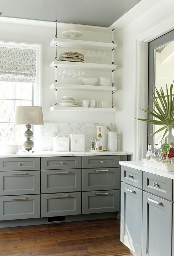 38 Smart And Cool Suspended Kitchen Shelves Ideas - DigsDigs