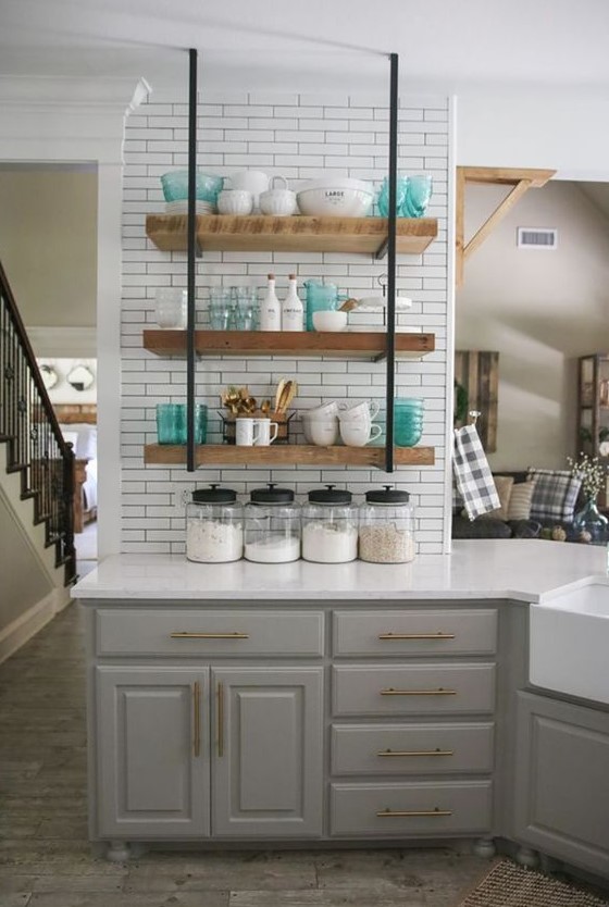 38 Smart And Cool Suspended Kitchen Shelves Ideas - DigsDigs