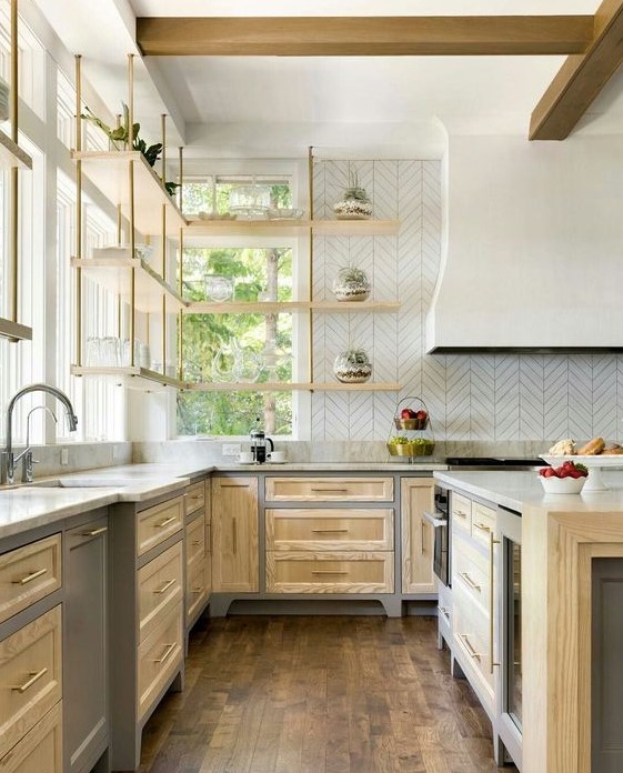38 Smart And Cool Suspended Kitchen Shelves Ideas - DigsDigs