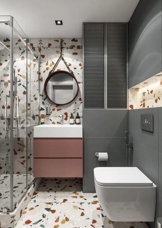 63 Eye-Catching Terrazzo Bathroom Decor Ideas - DigsDigs