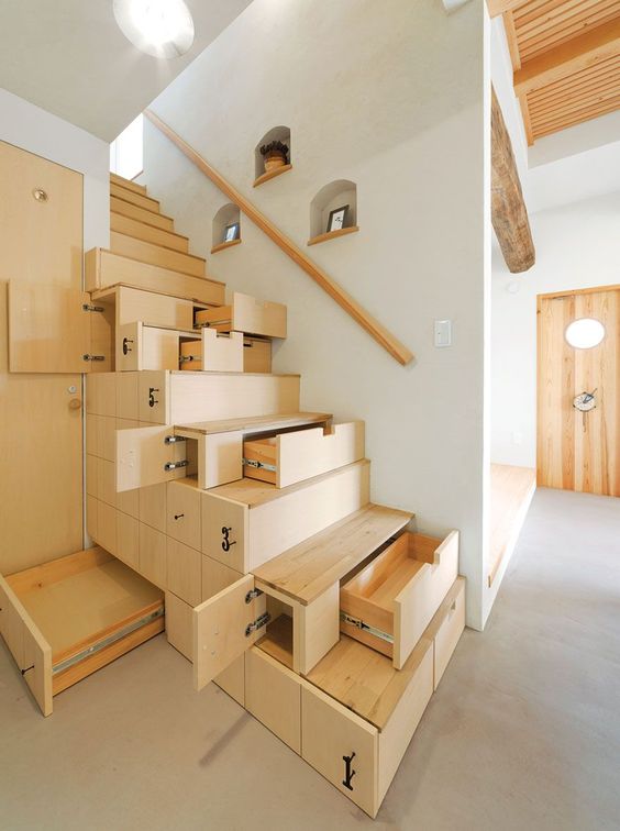66 Smart Built-In Staircase Storage Ideas - DigsDigs
