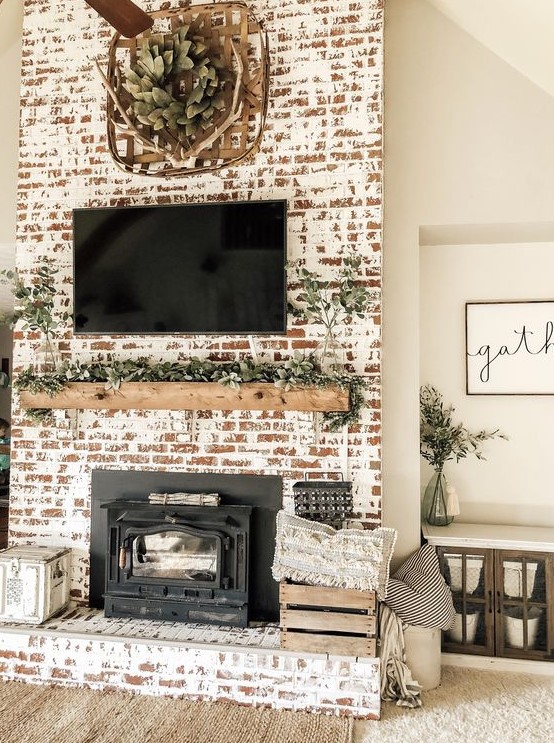 57 Beautiful And Timeless Brick Fireplaces - DigsDigs