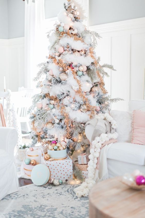 52 Delicate Pastel Christmas Tree Decor Ideas - DigsDigs