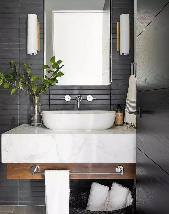 60 Trendy Stacked Tile Ideas For Bathrooms - DigsDigs