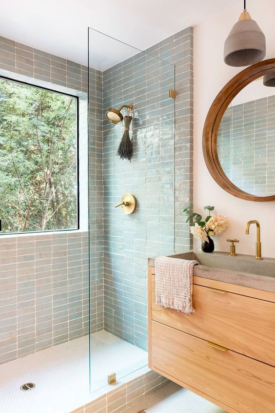 60 Trendy Stacked Tile Ideas For Bathrooms - DigsDigs
