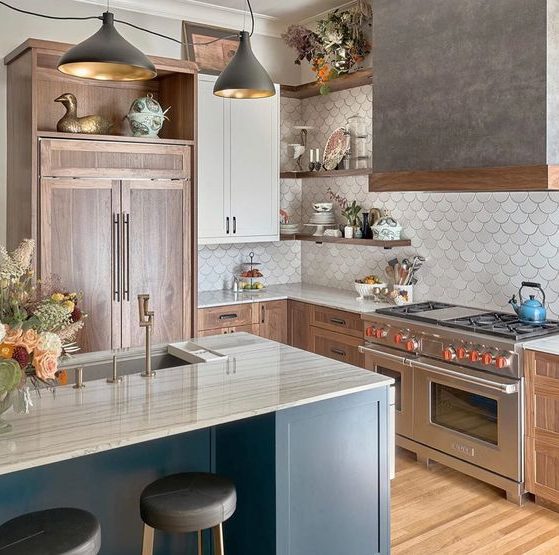 52 Eye-Catchy Kitchen Fish Scale Tile Ideas - DigsDigs