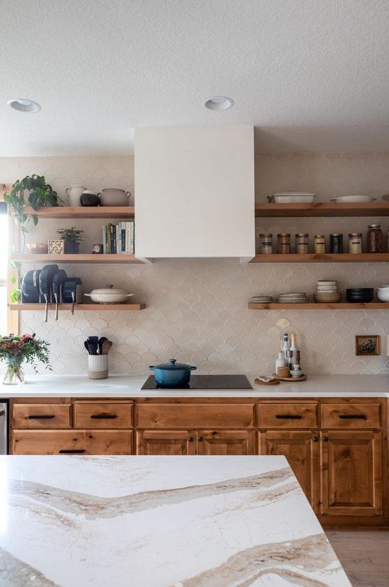 52 Eye-Catchy Kitchen Fish Scale Tile Ideas - DigsDigs