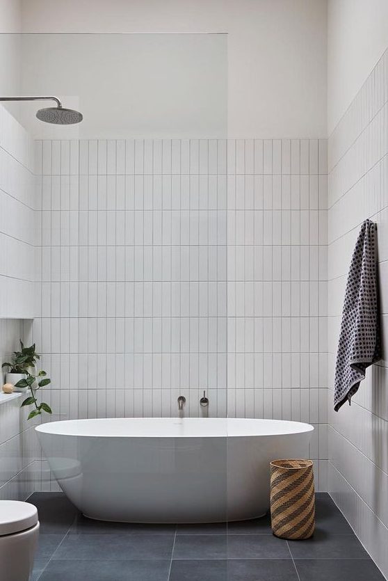 60 Trendy Stacked Tile Ideas For Bathrooms - DigsDigs