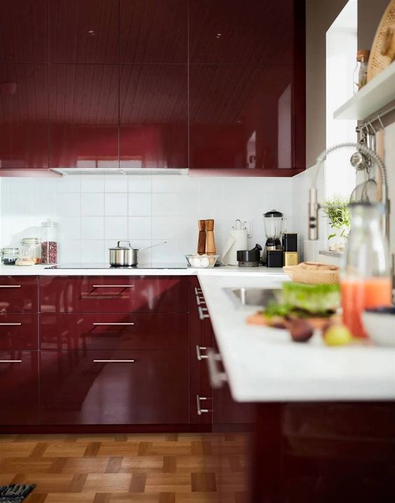 49 Sophisticated Burgundy Kitchen Decor Ideas - DigsDigs