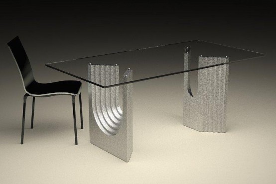 Modern Glass Top Coffee and Dining Tables with Colored Bases - DigsDigs