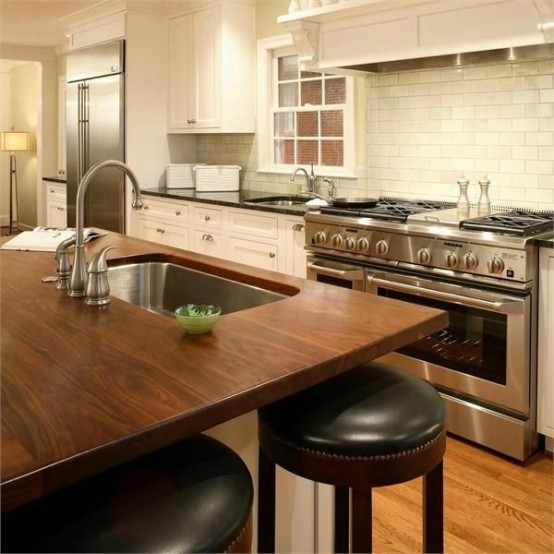 71 Cozy Wooden Kitchen Countertop Designs - DigsDigs