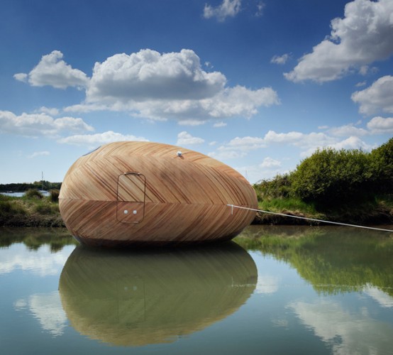 Exbury Egg Acquatic Pod For Ultra-Minimal Living On Water - DigsDigs