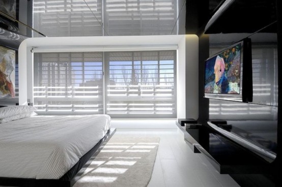 Futuristic Duplex Design In White Tones - DigsDigs