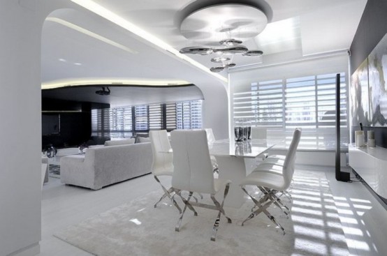 Futuristic Duplex Design In White Tones - DigsDigs