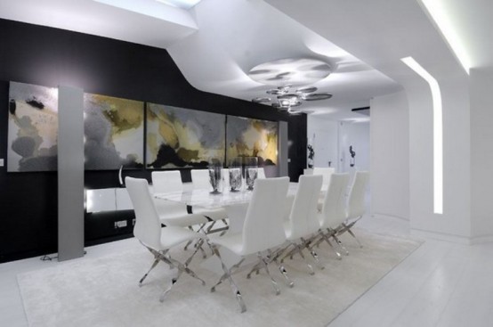Futuristic Duplex Design In White Tones - DigsDigs